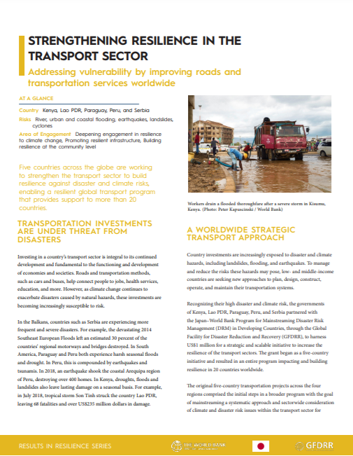 Results In Resilience Strengthening Resilience In The Transport Sector